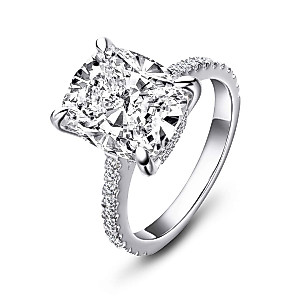 AINUOSHI 6 Carat Clear Cushion Cut CZ Cubic Zirconia Solitaire Wedding Engagement Ring 925 Sterling Silver