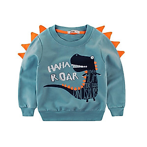 Boys Dinosaur Sweatshirts Toddler Long Sleeve T-Shirts Pullover Cartoon Tee Sport Tops for Kids 4T