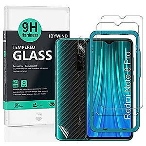 Ibywind Screen Protector For Redmi Note 8 Pro,with 2Pcs Tempered Glass,1Pc Camera Lens Protector[Fingerprint Reader,Easy to install]