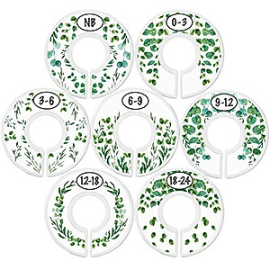 Baby Closet Size Dividers - 7X Botanical Nursery Closet Dividers for Baby Clothes - Eucalyptus Vines Leaf Plant Greenery Nursery Decor - Baby Closet Dividers for Boy or Girl - [Botanical]