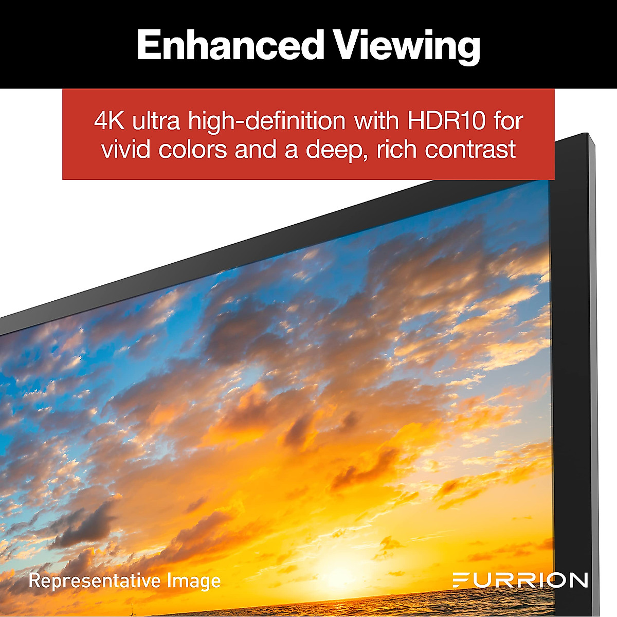 Furrion Aurora 55-Inch Partial-Sun 4K Outdoor Smart TV - Weatherproof Television w/ HDR10, Anti-Glare, 750-Nit LED Screen, Impact-Resistant Screen, External Antenna for Partially Sunny Outdoor Areas