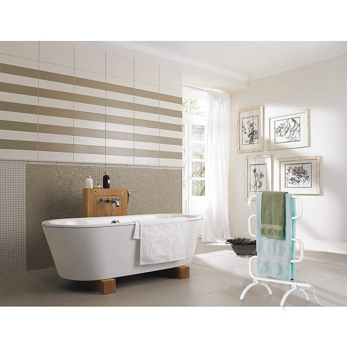 Electric Towel Warmer, S-Shaped Heated Towel Rack with Built-in Switch, Constant Temperature Control, 15 Min Fast Heating, Freestanding & Wall-Mounted Drying Rack for Bathroom, White