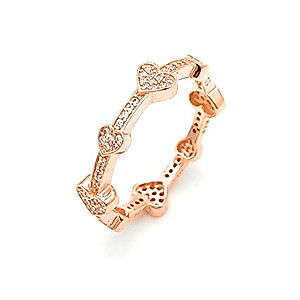 PANDORA Rose Alluring Hearts Ring Size 6 with Clear CZ 187729CZ-52