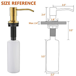 Soap Dispenser for Kitchen Sink, YardMonet Gold Sink Soap Dispenser or Lotion Dispenser with 13 Ounce Large Soap Bottle, Gold