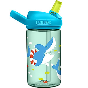 CamelBak eddy+ 14oz Kids Water Bottle with Tritan Renew – Straw Top, Leak-Proof When Closed, Summer Sharks
