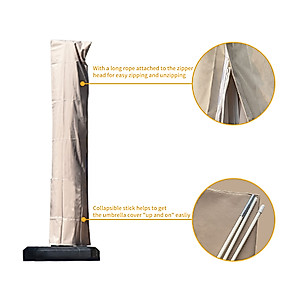 PURPLE LEAF Large Patio Umbrella Parasol Cover UV Resistant Outdoor Offset Cantilever Umbrella Cover with Zipper and Rod, Beige