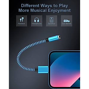 Lightning to 3.5mm Headphone Jack Adapter, 3-Pack iPhone 3.5mm Headphones/Earphones Audio Aux Jack Adapter Dongle Cable Converter Compatible with iPhone 14 13 12 11 Pro Max Plus Mini XR XS iPad iPod