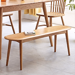 Bamskov 100% FAS-certified Oak Wood Bench, Rounded Corner Entryway Bench, Modern Dining Bench for Entryway, Bedroom, Dining Room, Kitchen (Natural, 12" D x 39" W x 16" H)