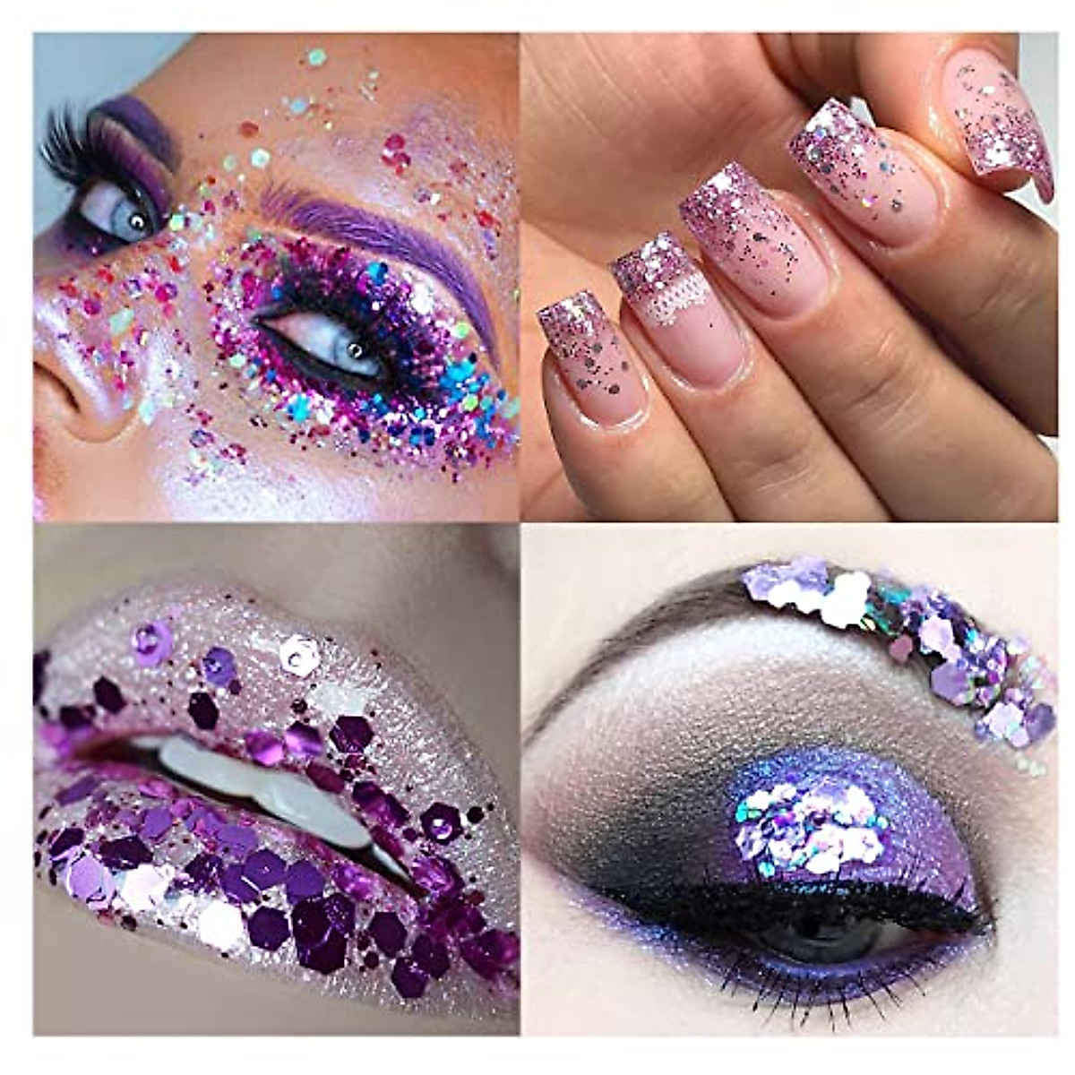 Holographic Chunky Glitter, Rose Gold Glitter, Chunky Mix Glitter, Poly Holographic Chunky Mix Glitter for Resin, DIY, Body & Nail Art Decoration