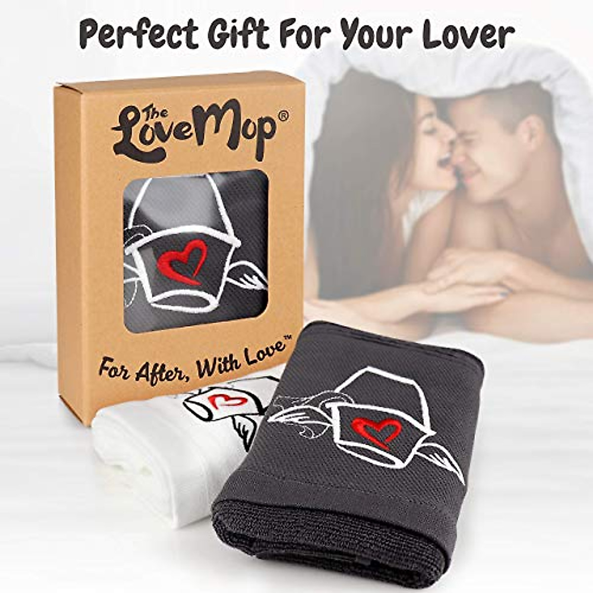 Love Mop Premium Cotton Sex Towel - Sexy Naughty Gift Bachelorette Wedding Bridal Shower Party Couples Second 2nd Anniversary Man Her Him Wife Husband Adult Boyfriend Girlfriend Valentines Day