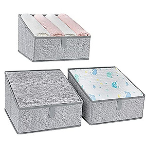 DIMJ Closet Baskets, 3 Packs Trapezoid Storage Cube Bins, Fabric Baskets for Closet Shelves, Foldable Closet Bins for Toys, Baby Toiletry, Office Supplies, DVD, Book