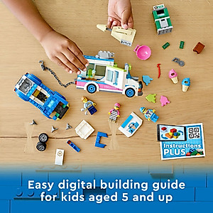 LEGO City Ice Cream Truck Police Chase Van 60314 Toy for Kids, Girls and Boys Age 5 Plus Years Old with Splat Launcher & City Police Car