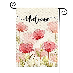 AVOIN colorlife Corn Poppies Garden Flag 12x18 Inch Double Sided Outside, Spring Memorial Floral Welcome Yard Outdoor Flag