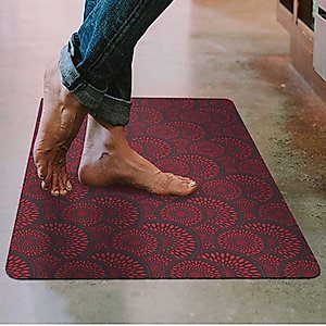 Shape28 Floor Mat Ultra-Thin Kitchen Bathroom Rug with Non Slip Rubber Backing 35”x23” Red Design 1S
