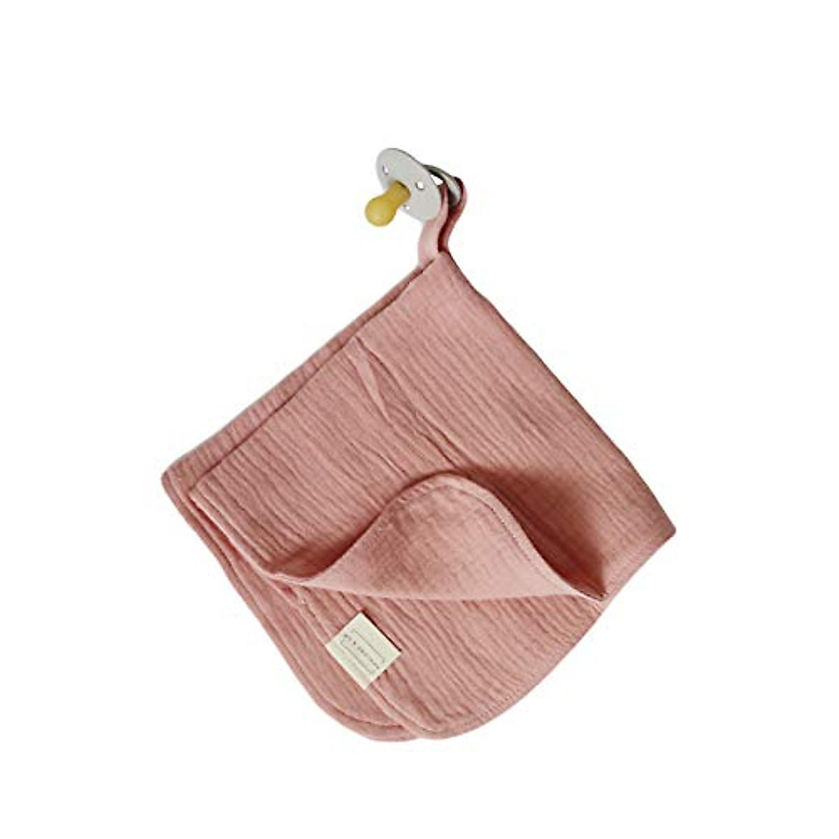 Marlowe & Co Organic Cotton Muslin Baby Blanket with Snap Closure, 100% Organic Cotton Muslin Lovey Blanket with Holder, Blanket Only (Peony)