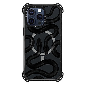 CASETiFY Bounce Case for iPhone 15 Pro Max [6X Military Grade Drop Tested / 21.3ft Drop Protection/Compatible with Magsafe] - Black Kingsnake - Triple Black