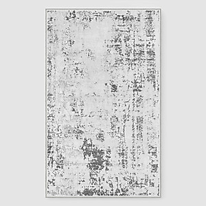 RYB HOME Washable Living Room Rug, 5x8 Area Rug for Bedroom, Ultra Soft Faux Wool Non Slip Modern Abstract Farmhouse Floor Carpet for Dining Home Office Nursery Playroom, 5x8 ft, Grey