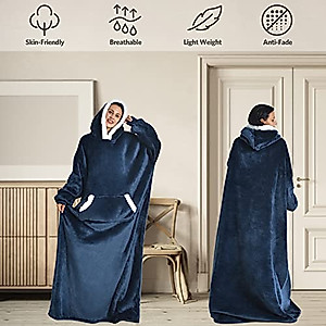 ZAKUN Oversized Wearable Blanket Hoodie,Unisex Thick Long Blanket Hoodie for Women,Cozy Giant Fleece Lounging Hoodie Blanket