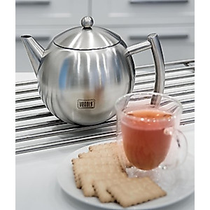 Stainless Steel Tea Pot With Removable teapot Infuser For Loose Leaf & Tea Bags - Dishwasher Safe & Heat Resistant - 1.5 Liter - By Venoly