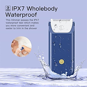 Founouly Bikini Trimmer for Women - Pocket Blue Electric Razors Ladies Shaver Legs Pubic Hair with Ceramic Blade Rechargeable Body Clipper, Wet/Dry Use Male Hygiene Razor, TS100