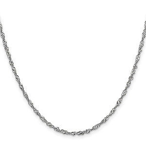 Diamond2Deal 14k White Gold 2mm Singapore Chain Necklace 20" Necklace 3.99g
