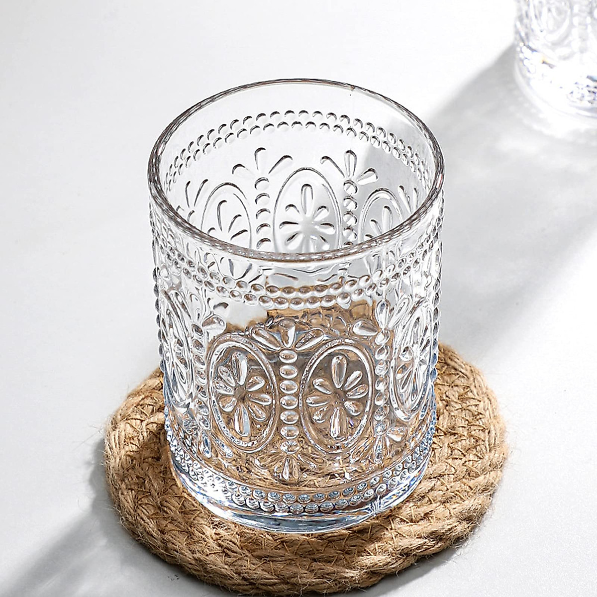 Bekith 8 Pack Drinking Glasses, 4 Highball Glasses (12 oz) and 4 Rocks Glasses (10oz), Romantic Water Glasses Tumblers, Vintage Glassware Set for Beverages, Beer, Juice, Cocktail
