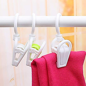 ccHuDE 10 Pcs Portable Plastic Strong Swivel Hook Rotating Laundry Hanging Hook Clothes Pins Beach Towel Clip