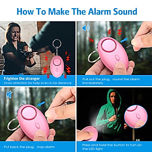 AMIR Safety Keychain Set for Women, Wristlet Strap Keychain with Personal Alarm and Pom Pom Accessories Kit, Gifts for Women and Girls