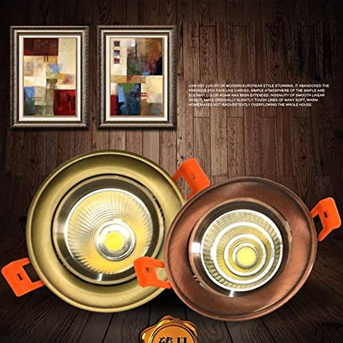 UANGLI Downlight Living Room Embedded with Antique Bronze Spotlights, Living Room Background Wall Antique Spotlights LED (Color : 6000k, Size : 15W)