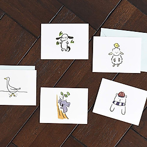 Monolike Message Buddy Card - Mix 40 Mini Single cards, 20 envelopes Package