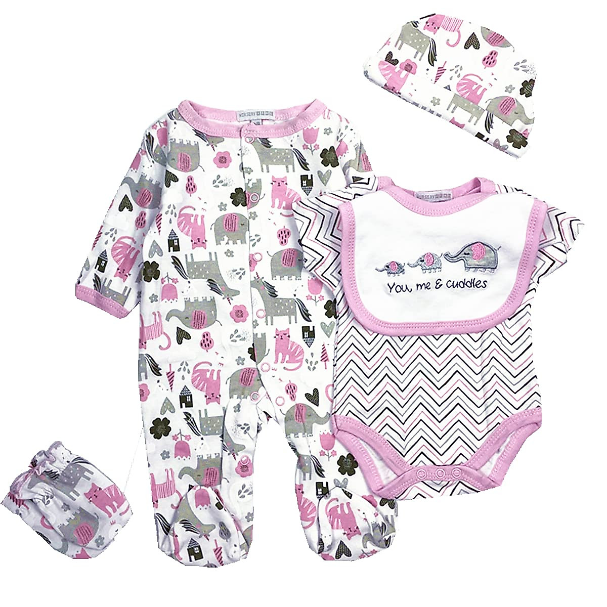 Medylove 5Pcs Reborn Baby Dolls Clothes 22 Inch Cute Elephants Outfits Accessories Clothing for 20-22 Inch NewbornBaby Doll Girl…