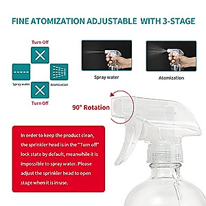 HOMBYS Empty Clear Glass Spray Bottles with Silicone Sleeve Protection - Refillable 17 oz Containers for Cleaning Solutions, Essential Oils, Misting Plants - Quality Sprayer - 3 Pack