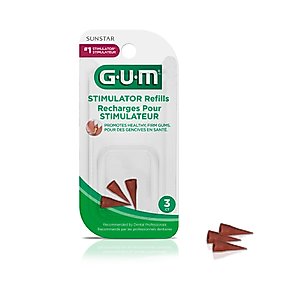 GUM Stimulator Refills - 3 Rubber Tips Included - Compatible with The Stimulator Permanent Handle - Massager, Plaque Removal Health,3ct, 1pk