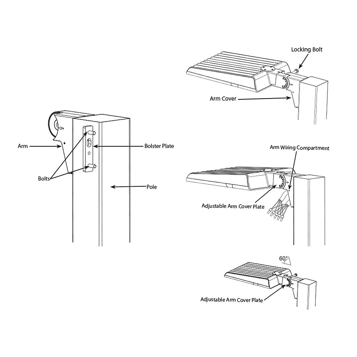 RAB A22-320 LED Area Light, 44,898 Lumens, 250/280/320 Watts, Type III, 3000K/4000K/5000K, 120-277V, Bronze, Mount Included
