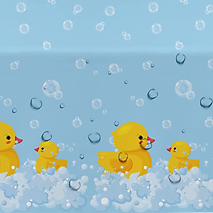 APOWBLS Rubber Duck Party Decorations Tablecloth - Disposable Duck Party Supplies Table Cover, Bubble Bath Rubber Duck Theme Table Cloth for Birthday Baby Shower - 3 Pack (54in x 108in)