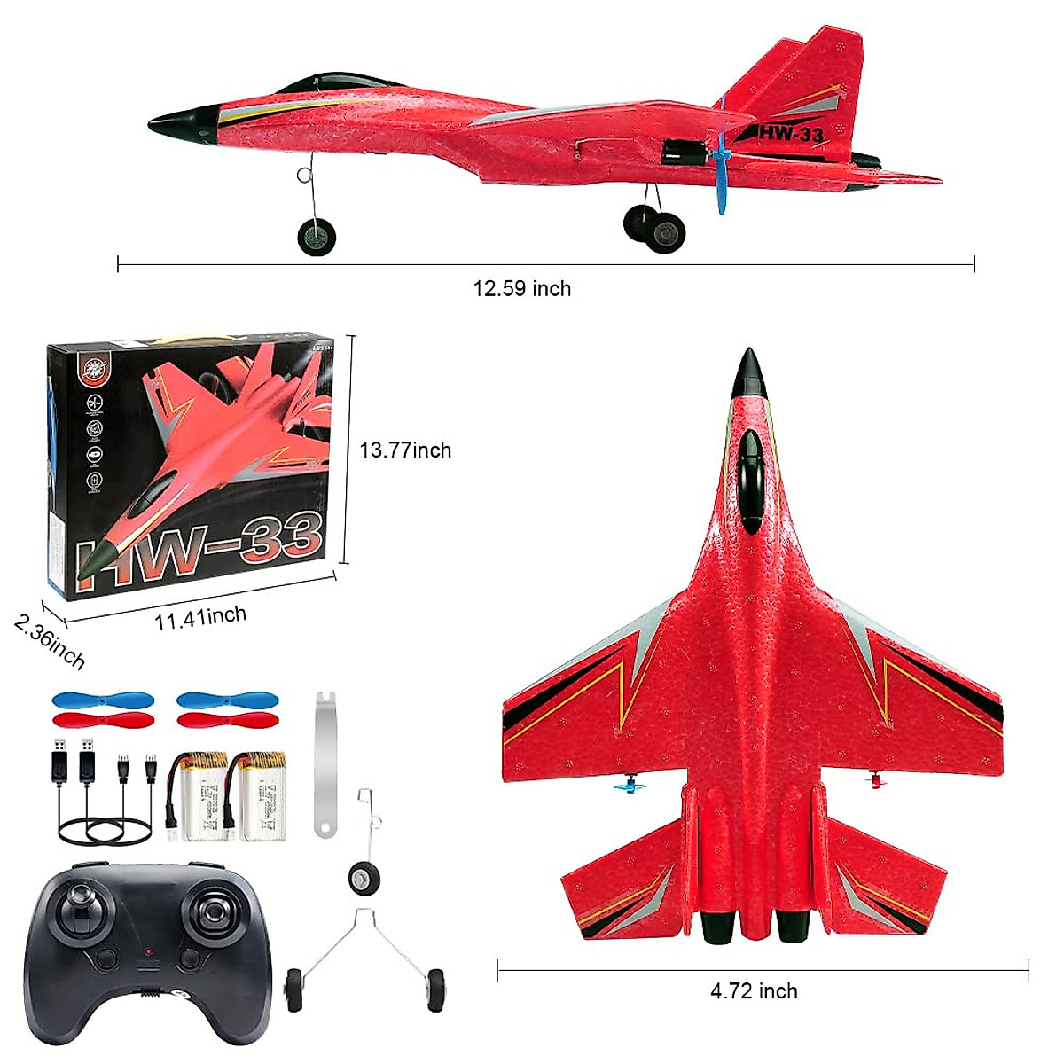 Fremego Su-27 RC Airplane,2.4GHz 2 Channel Remote Control Plane with Gyro Night Lights and 2 Batteries, Easy to Fly for Adults, Beginners and Kids Toy