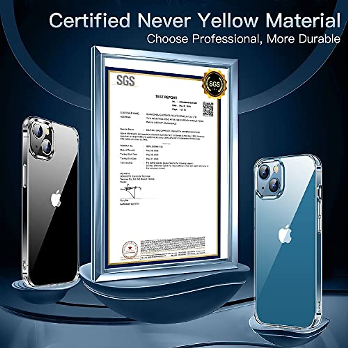 AEDILYS Shockproof for iPhone 13 Case,[ Non-Yellowing][15FT Military Grade Drop Protection] [Scratch-Resistant], Slim Non-Slip iPhone 13 Phone Case, 6.1''- Clear