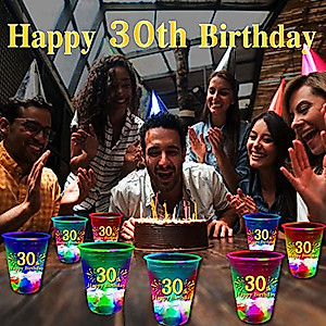 24 Pcs Glow 30th Birthday Party Cups,Glow in the dark Cups for 30 Birthday Party,30th Happy Birthday Cups For Birthday Parties,Birthday Decorations Party Favor