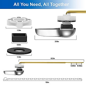 Xlajiao Toilet Handle Replacement Kit, Front Universal Toilet Flush Handle, Zinc Alloy Toilet Handle Lever with H2 Brass Arm, Compatible with American Standard/Mansfield Toilet