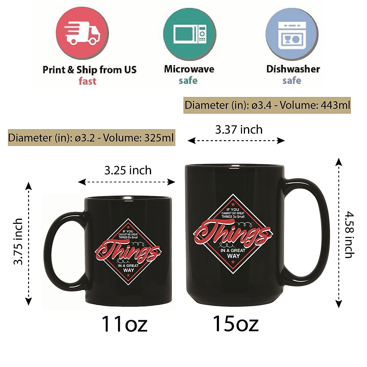 Inspirational Gifts for Entrepreneurial Minds Motivation and Self Improvement 11oz 15oz Black Coffee Mug