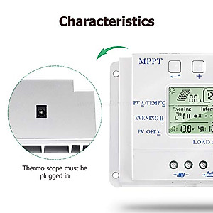 MPPT T-30 Solar Charge Controller 12V 24V for Max 48V Input with LCD Display,Compatible MPPT Charge Controller PWM Intelligent/Efficient/Energy Saving