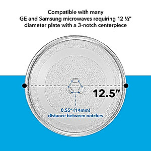 12.5" GE and Samsung -Compatible Microwave Glass Plate/Microwave Glass Turntable Plate Replacement - 12 1/2" Plate, Equivalent to G.E. WB39X10002 and WB39X10003