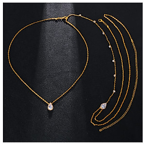 Luxury Wedding Rhinestone Back Necklace Layered Bridal Rhinestone Back Chain Rhinestone Backdrop Necklace Body Chain Crystal Waist Chain Jewelry for Women (Gold)