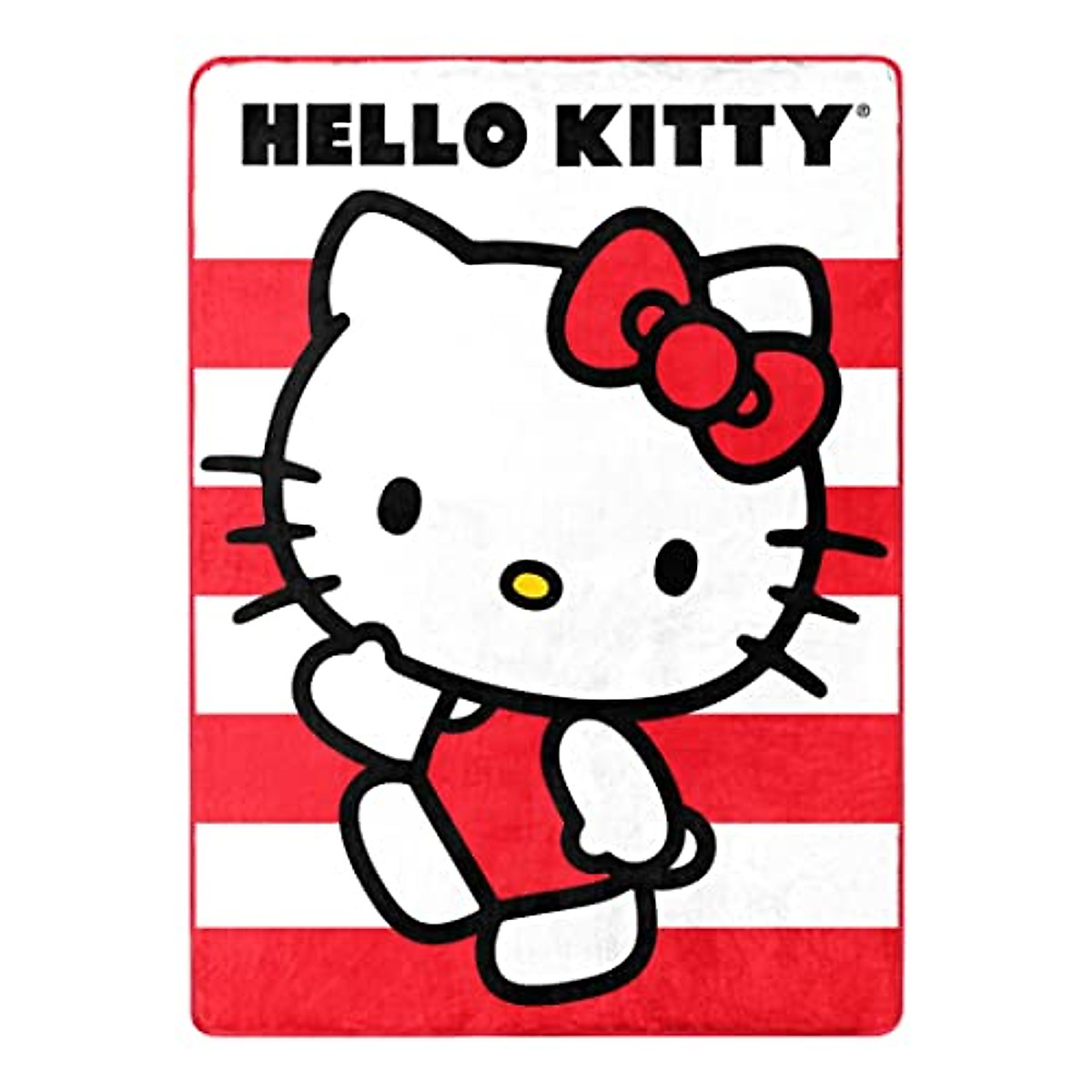 Northwest Hello Kitty Waving Stripes Silk Touch Throw Blanket, 46" x, 60"