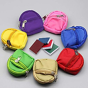 SOTOGO 31 Pieces Doll Accessories Include 10 Pieces Mini Doll Backpacks Mini Doll Bag Cute Zipper Backpack Mini Books Backpacks and 21 Pieces Miniatures Doll Books for Doll Accessories