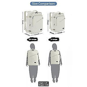 MATEIN Large Travel Backpack Women, Lightweight Carry on Backpack & Hidden Shoulder Straps, Waterproof Anti-Theft Daypack for Flight, Expandable Hiking Weekend Daypack, Travelling Gifts, Beige