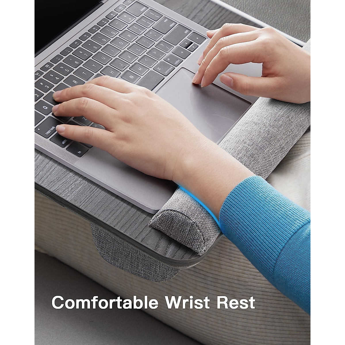 HUANUO Lap Desk - Fits up to 17 inches Laptop Desk, Built in Wrist Pad for Notebook, MacBook, Tablet, Lap Laptop Desk with Tablet, Pen & Phone Holder (Black Woodgrain)