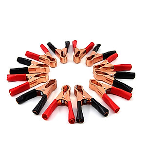 12PCS 50A Insulated Alligator Clips, Black & Red Durable Heavy Duty Clamps, Boot Metal Spring Loaded Truck Car Battery Electric Test Clips Lead Probe Battery Clamps