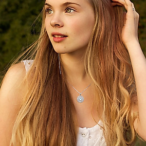 TUGHRA Evil Eye Necklace S925 Sterling Silver Moonstone Evil Eye Pendant Necklaces Protection Jewelry Amulet Gift for Women Men Birthday Anniversary