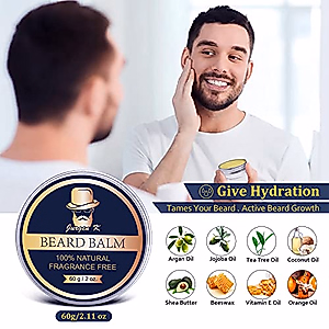 Beard Kit for Men Gifts - Beard Care Kit Gifts Set with Beard Oil, Beard Balm, Beard Brush & Comb, Scissors - Men Gifts for Men Dad Husband Grandpa Brother Boyfriend - Valentine's Day Gifts for Him